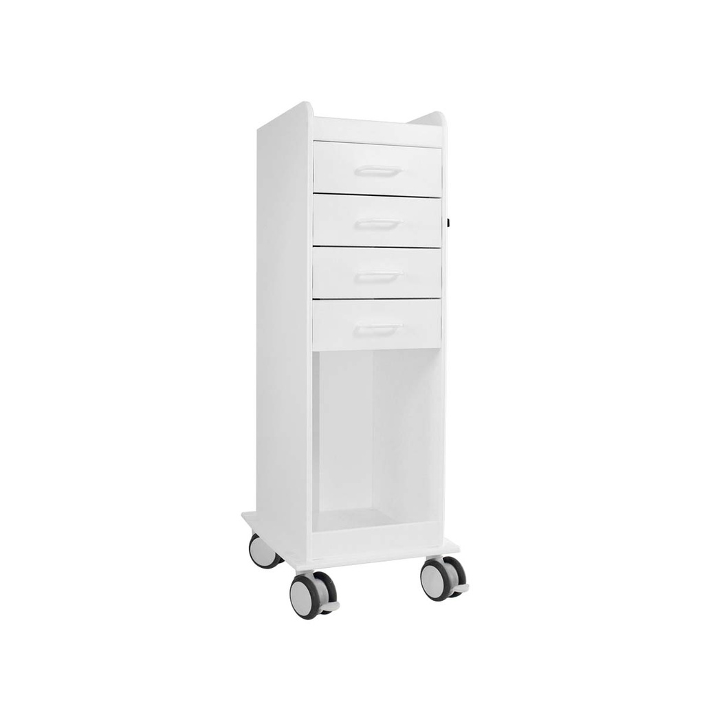 Tall Locking Cart 4D with White Drawers | TrippNT