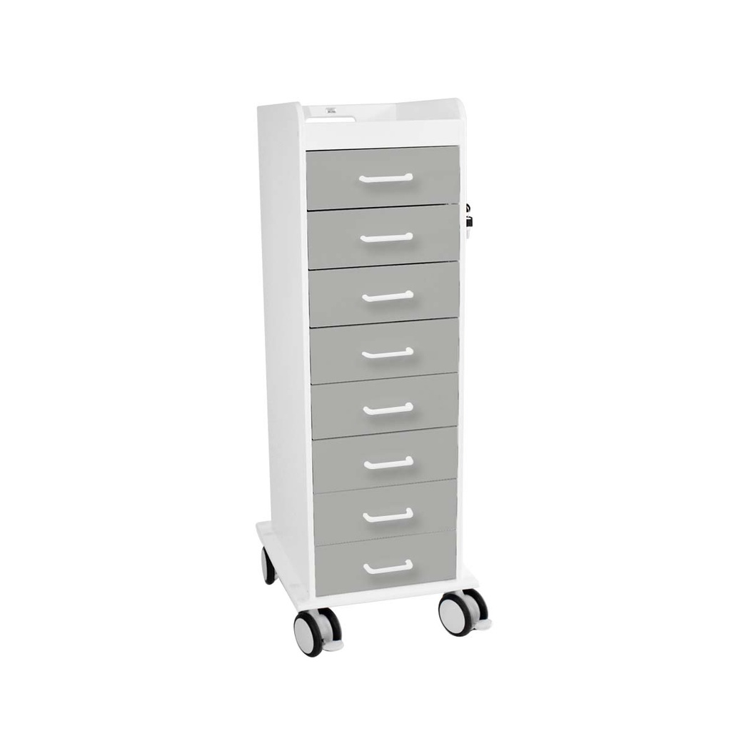 Tall Locking Cart 8D with Dolphin Gray Drawers | TrippNT