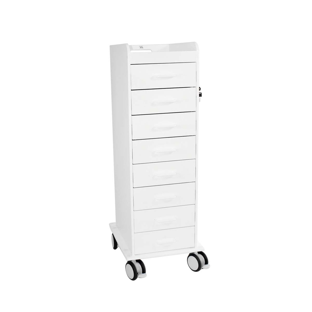 Tall Locking Cart 8D with White Drawers | TrippNT