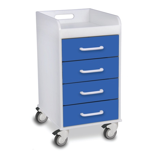 Compact 4 Drawer Locking Cart, Global Blue | TrippNT
